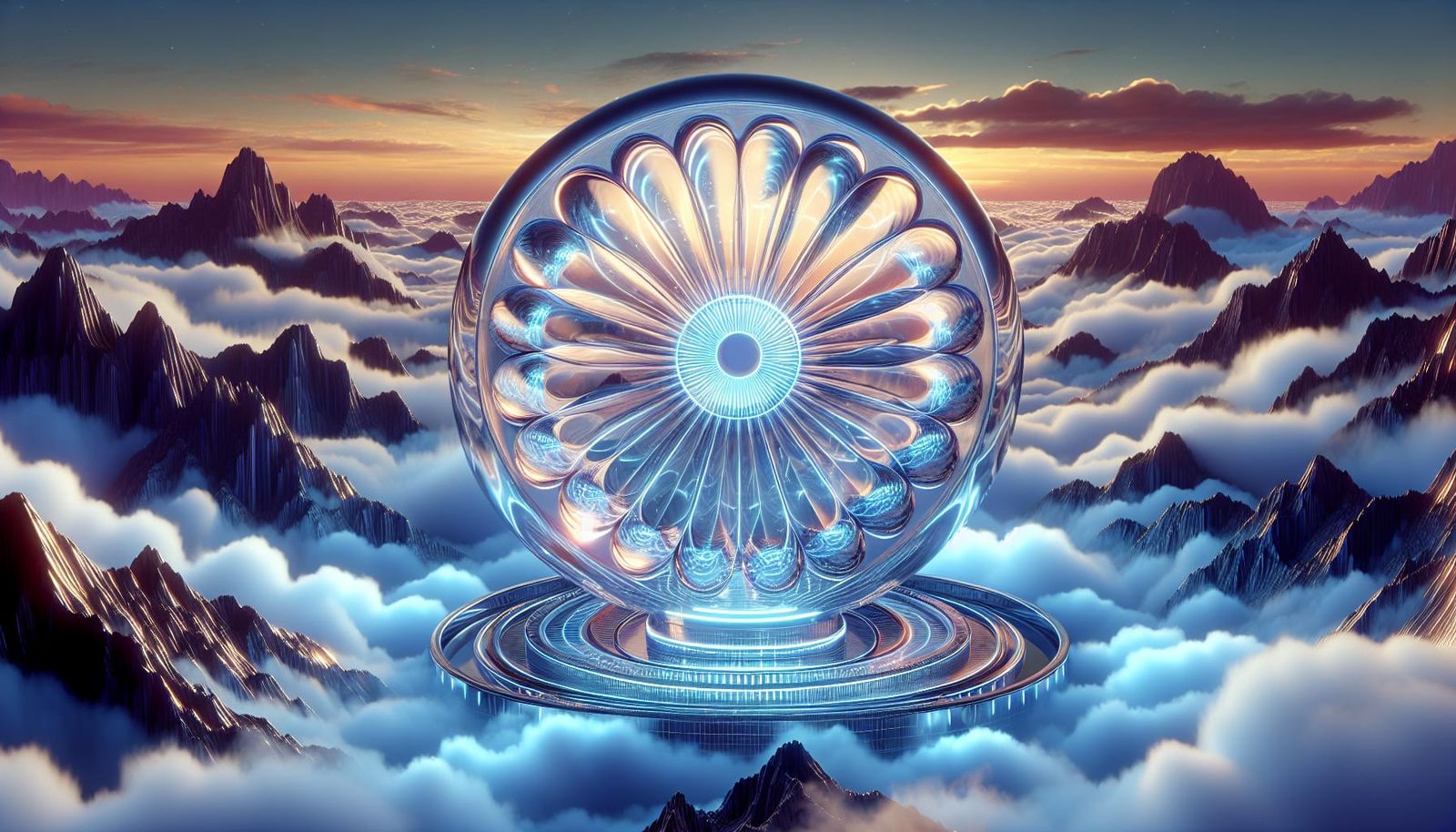 Cloud Generator - Surreal Solarpunk Landscape with Neon Crys...