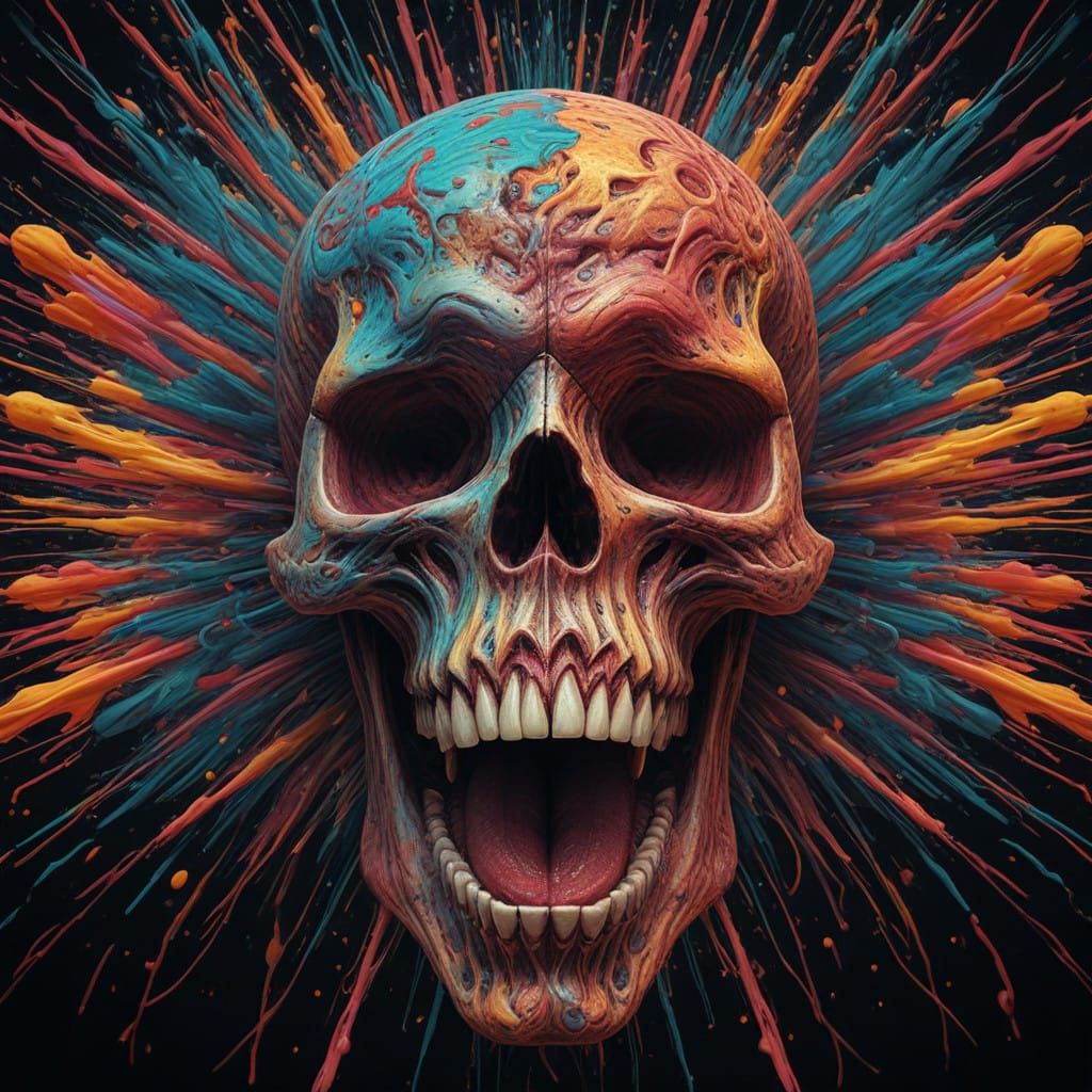 Fleshy Skull Psychedelic Head Explosion IV