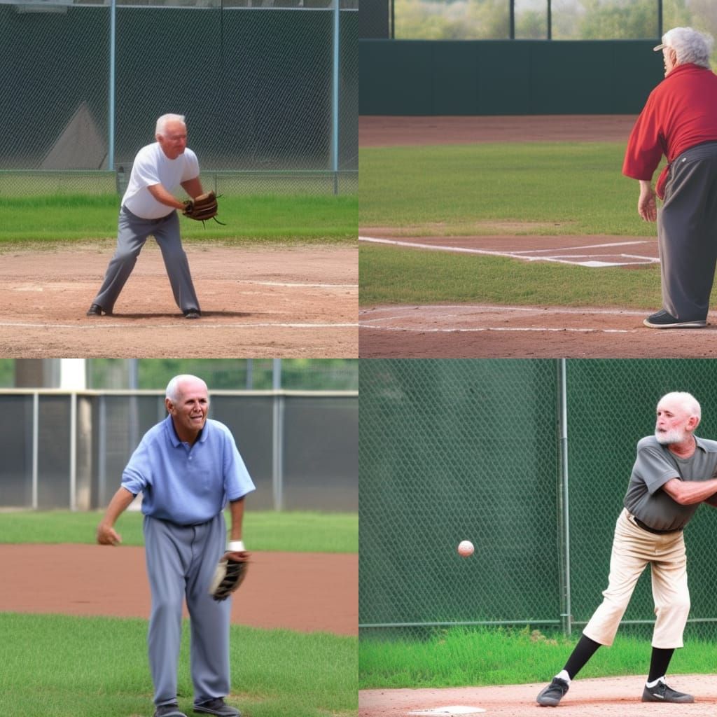 An old man playing baseball for the first time. - AI Generated Artwork ...