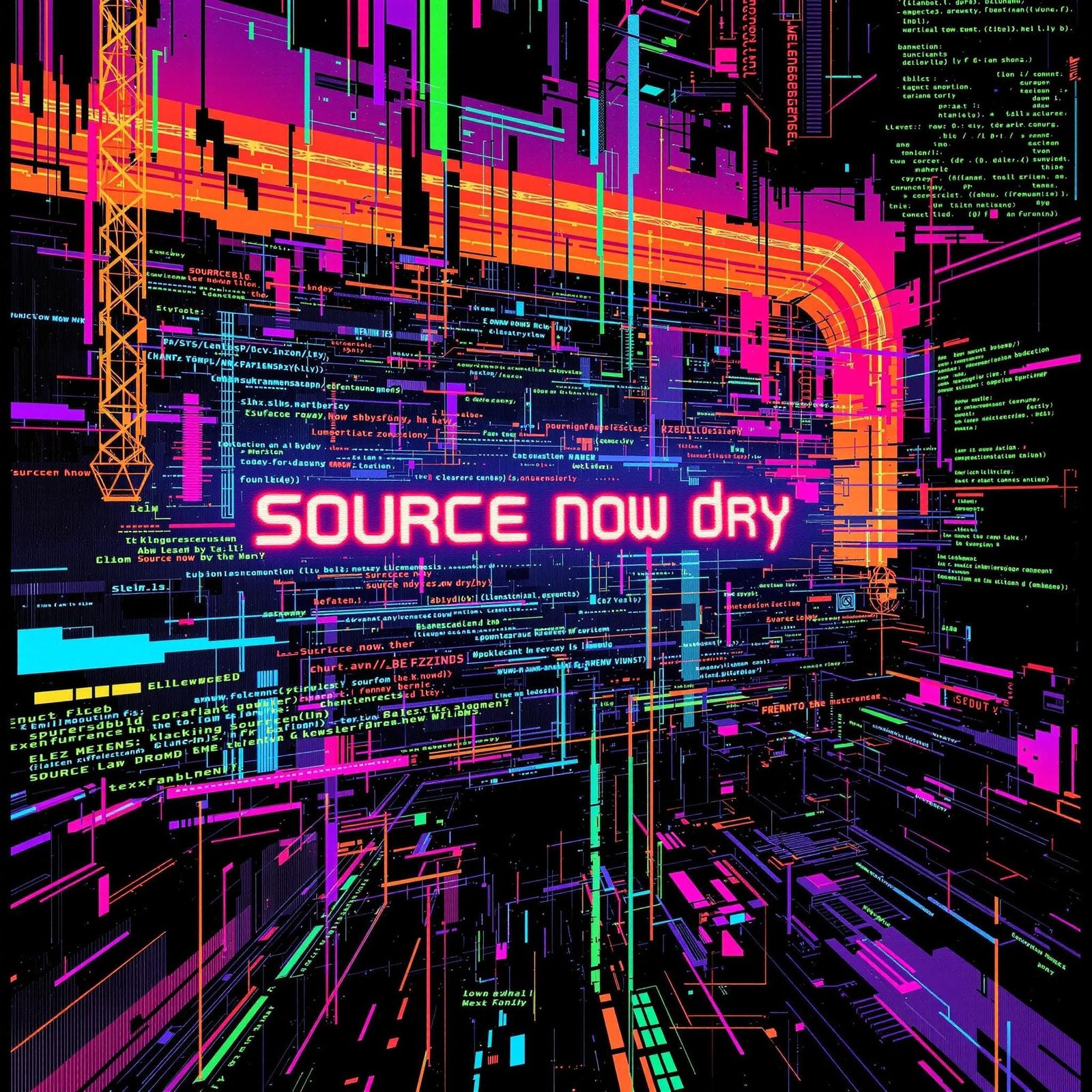 Source Now Dry - Cyberpunk Glitch Art: Distorted Neon Error ...