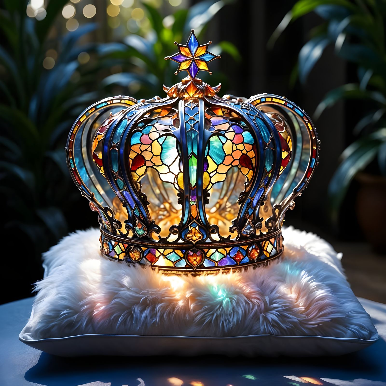 Stained Glass Crown - Surreal Stained Glass Masterpiece on V...