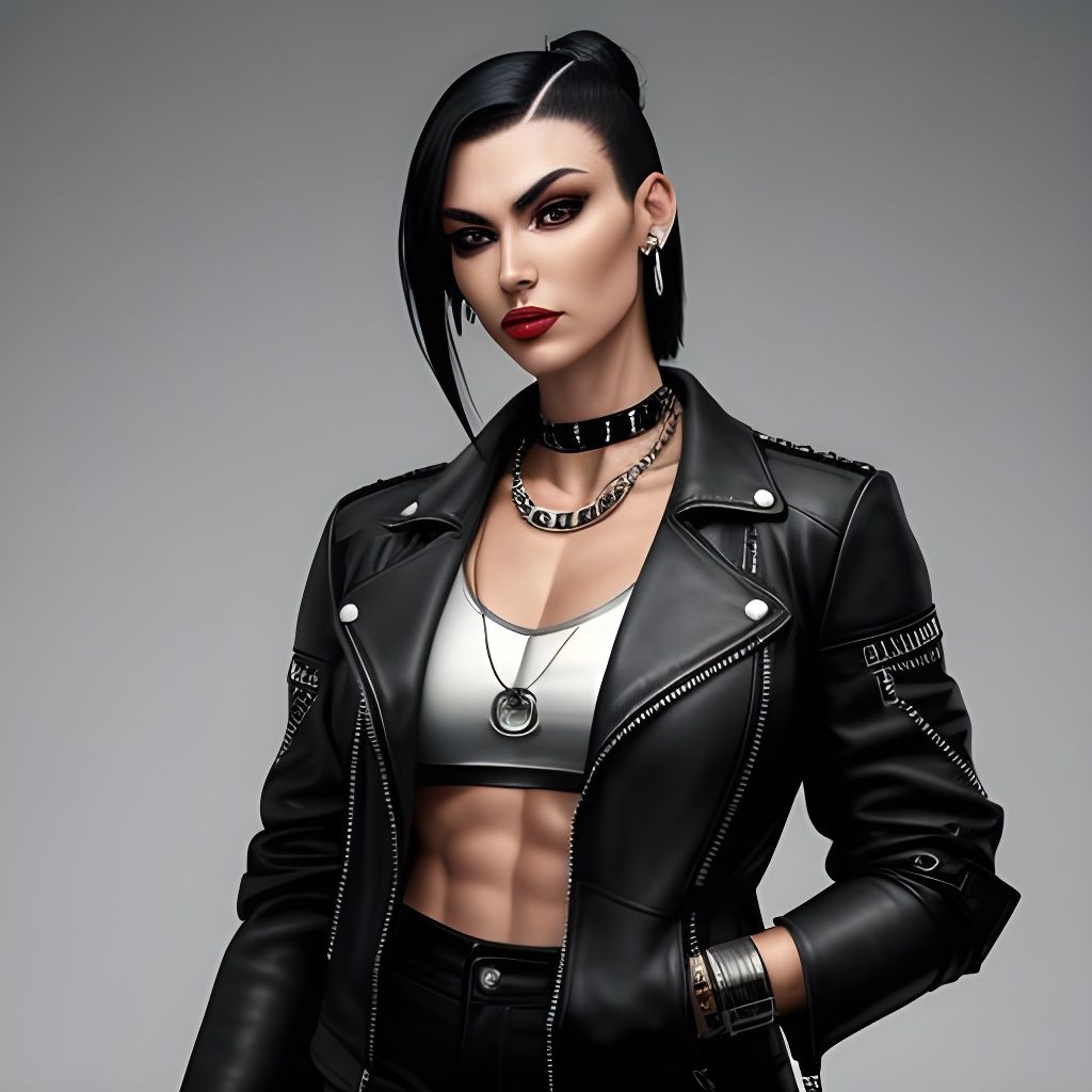 Miss Punk in Leather - AI Generated Artwork - NightCafe Creator