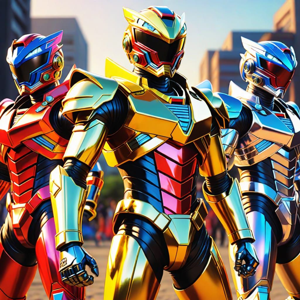 Dynamic Sentai Gozyuger Team in Digital Art - AI Art