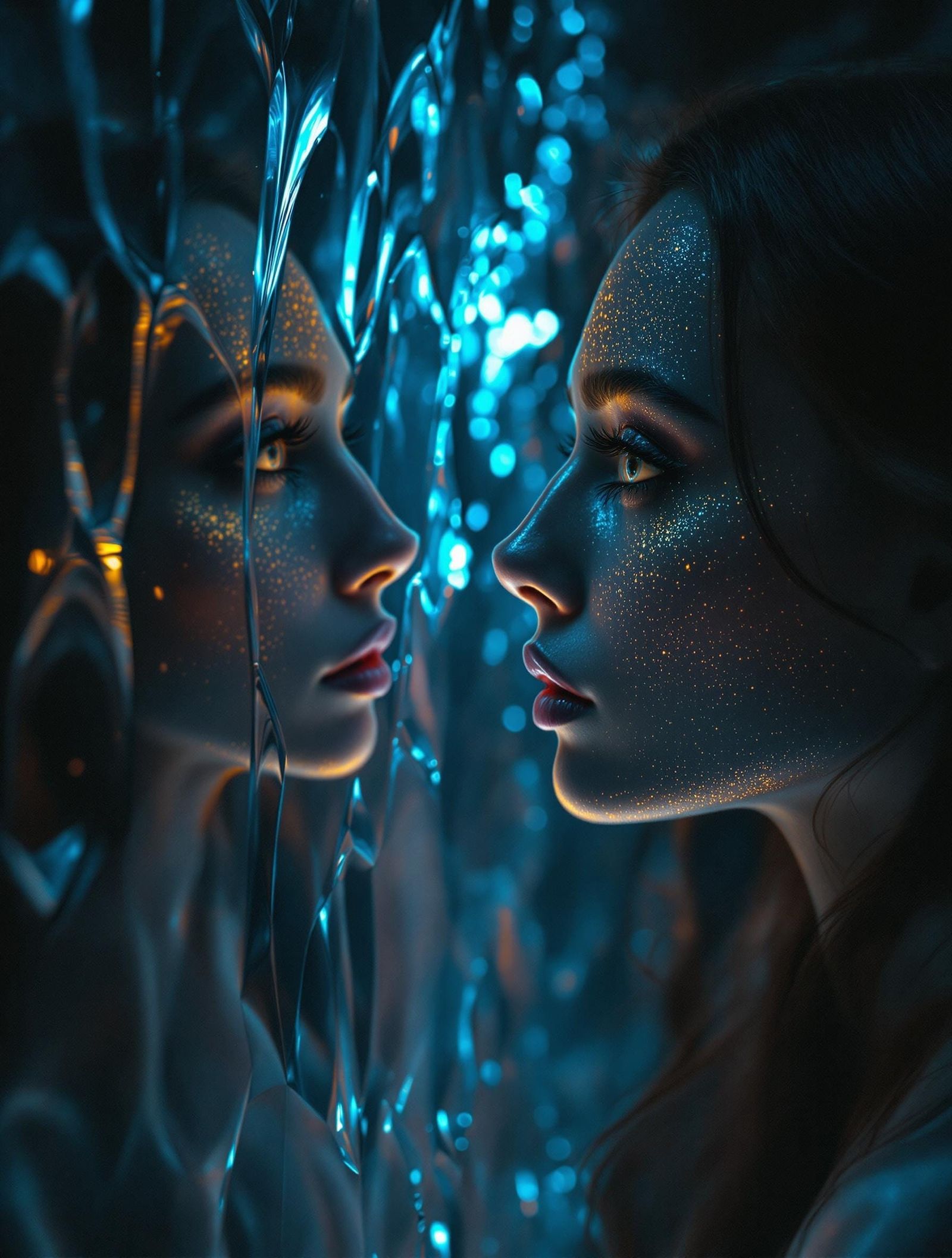 "A breathtaking, hyperrealistic portrait of a woman gazing at her ...