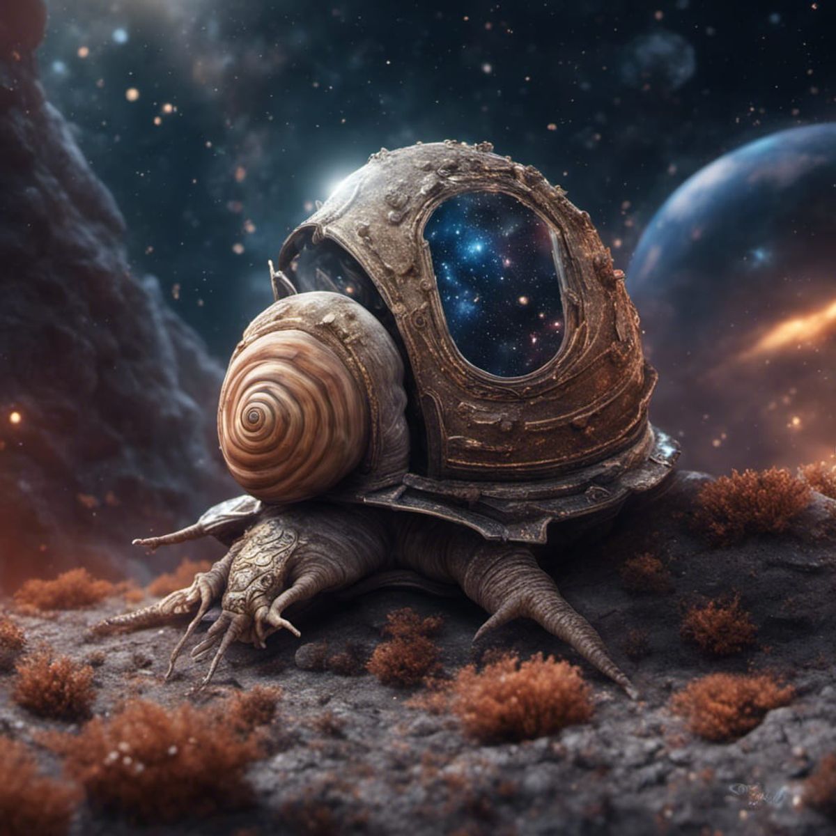 An astronaut snail who leaves a trail of stardust - AI Generated ...