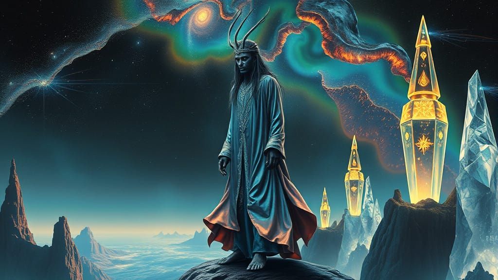 Surreal Cosmic Being Emerges from Dreamlike Landsc... - AI Art