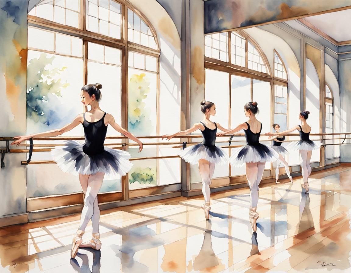 A dance studio in watercolor. #3 - AI Generated Artwork - NightCafe Creator