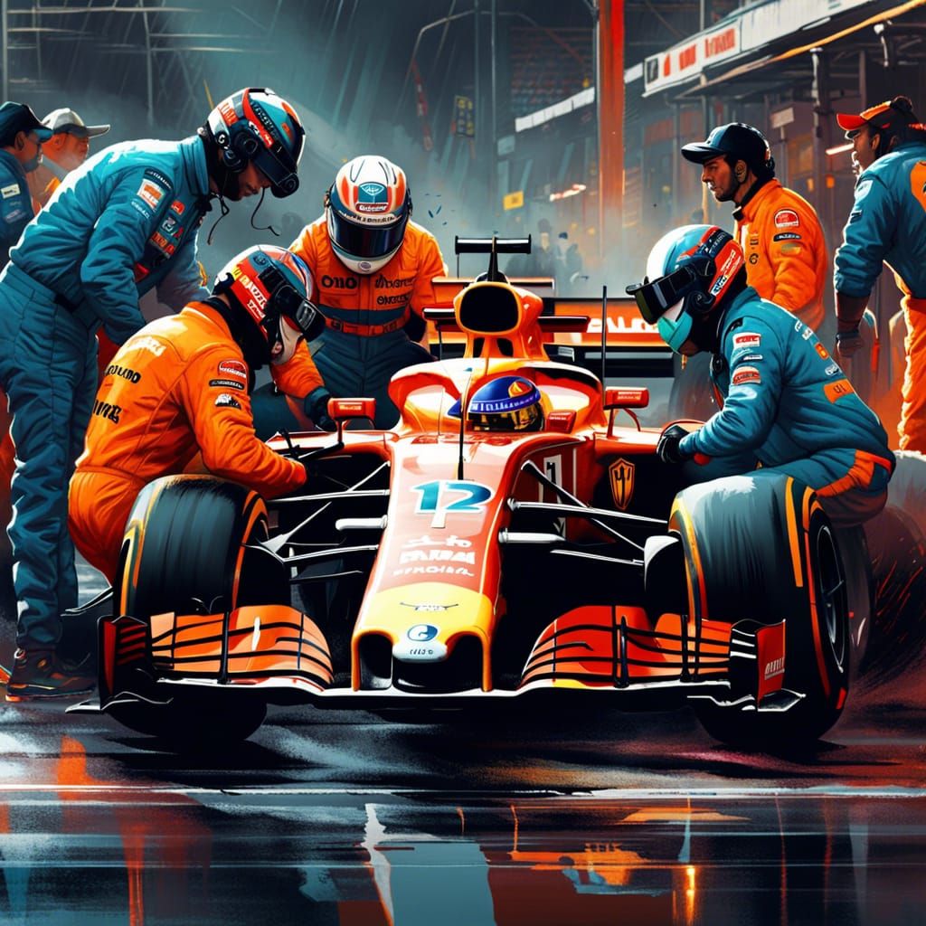 Formula one pit stop:: mechanics teamwork!! - AI Generated Artwork ...