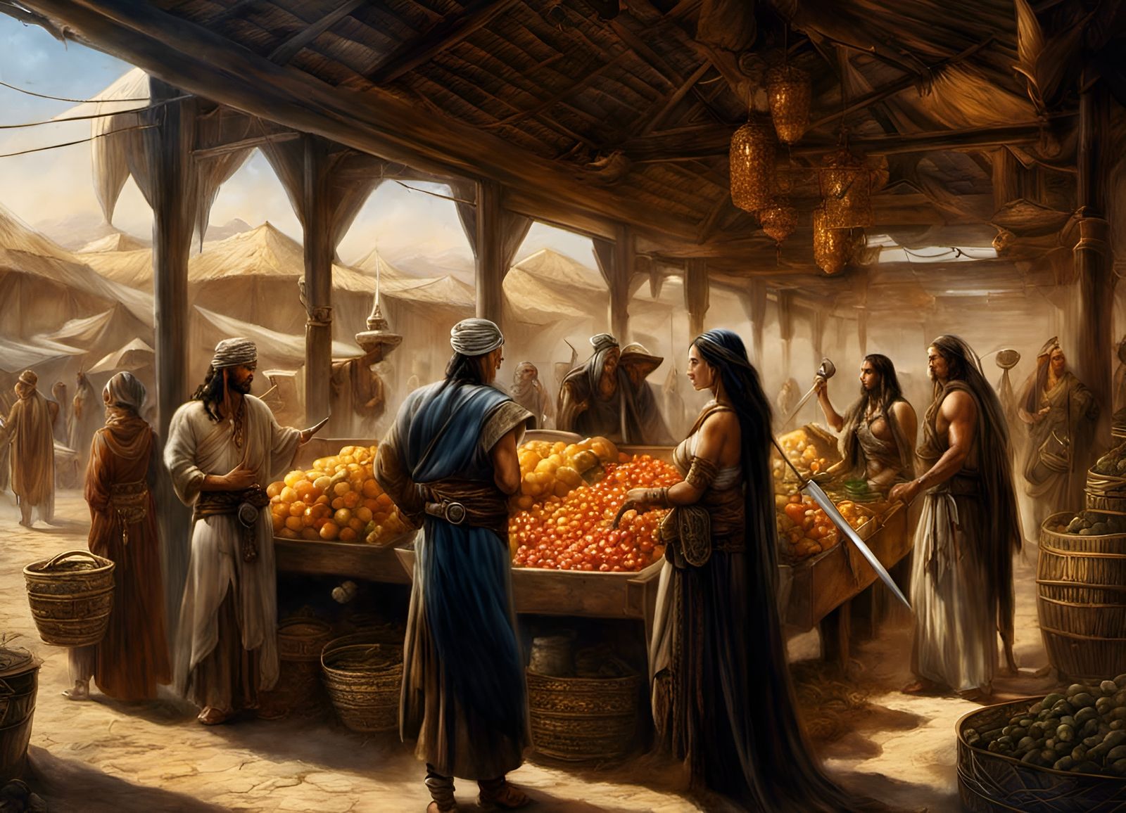 Ancient Eastern Farmer Market - AI Generated Artwork - NightCafe Creator