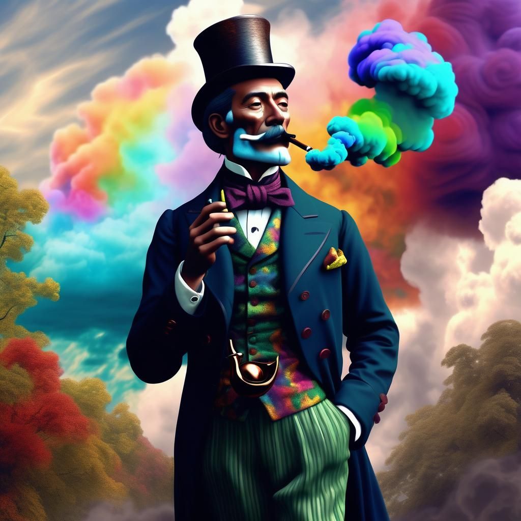 A Posh Egalitarian Victorian Society Gentlemen Smoking A Pipe With ...