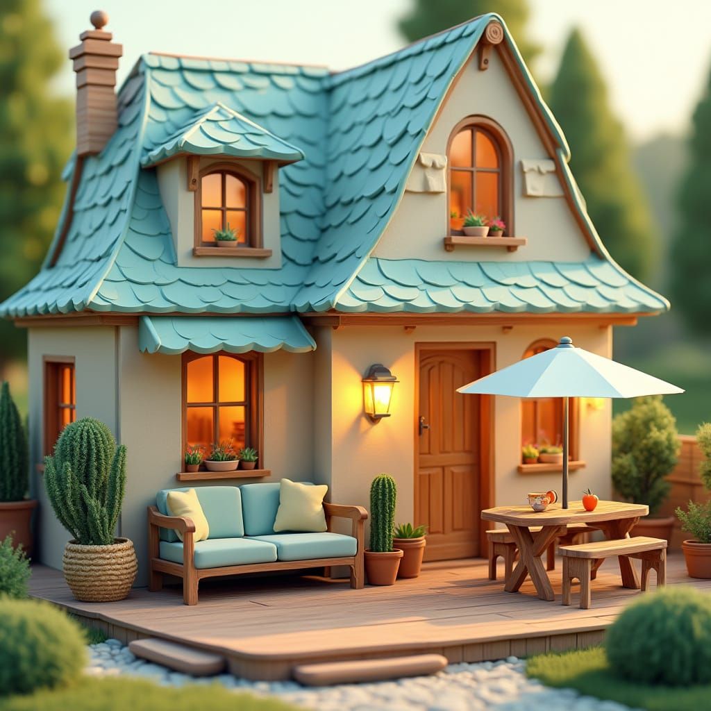 Surreal, Whimsical Cottage Scene in Hyperrealistic... - AI Art