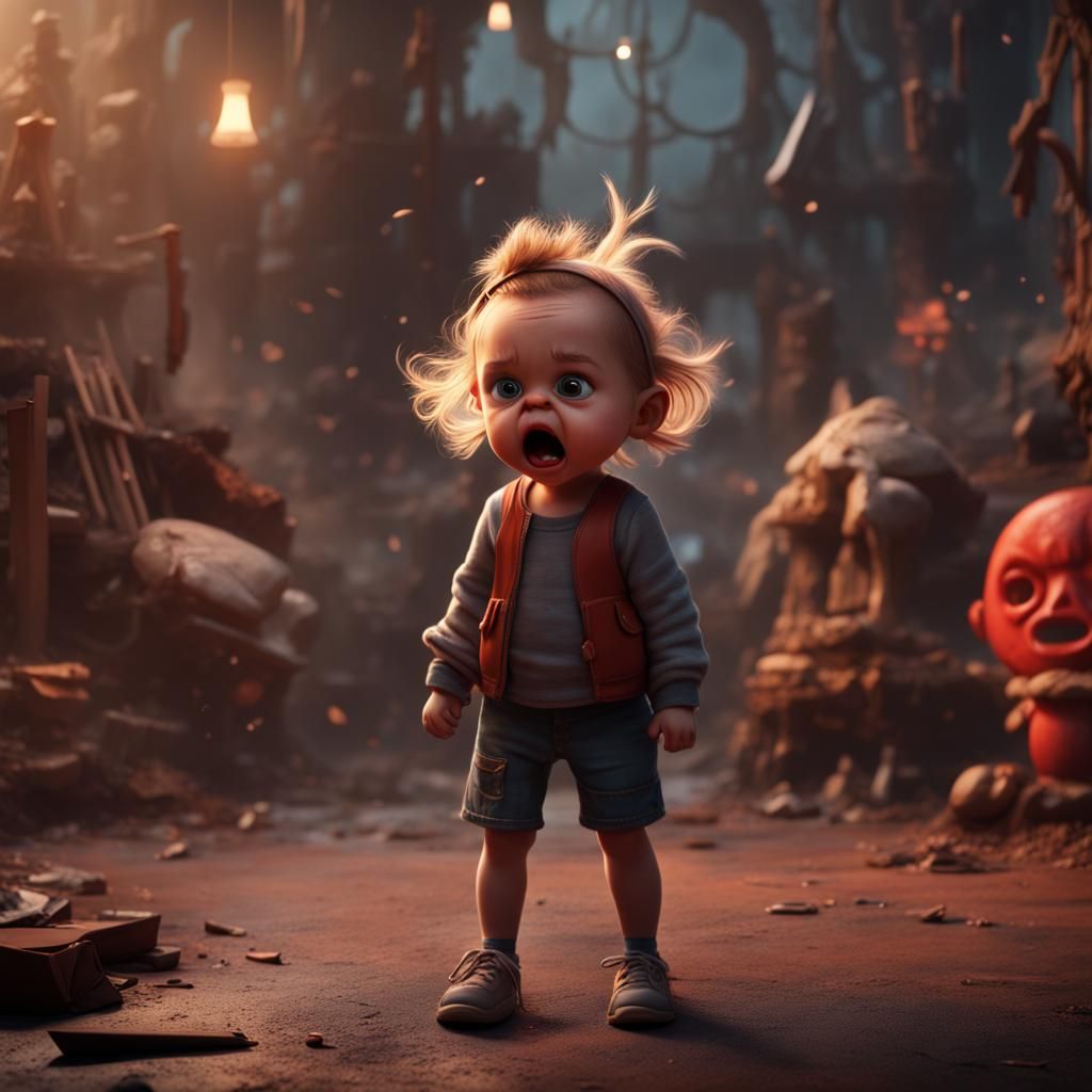 Angry little person not listening to her parents throwing a tantrum ...