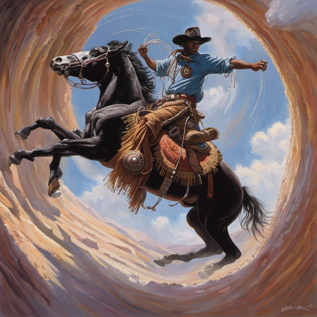 Bounty hunter cowboy enters mysterious portal - AI Generated Artwork ...