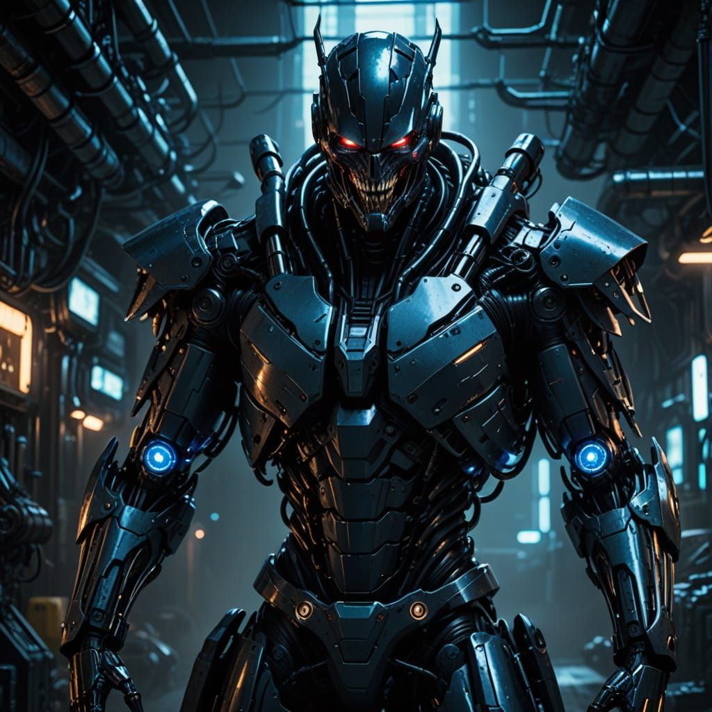 Evil Futuristic Mech Suit - Cyberpunk Vampire Mech Suit Conc...