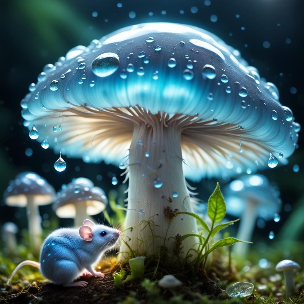 Little mouse under bio mushroom - AI Generated Artwork - NightCafe Creator