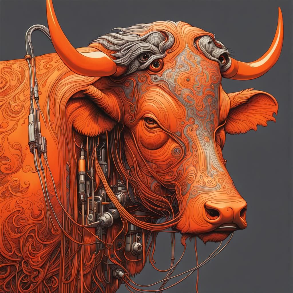 Orange Mecha-Ox - AI Generated Artwork - NightCafe Creator