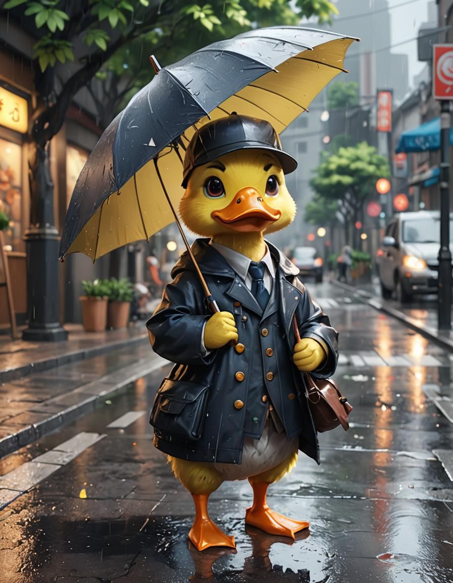 Mailman Duck In The Rain - AI Generated Artwork - NightCafe Creator