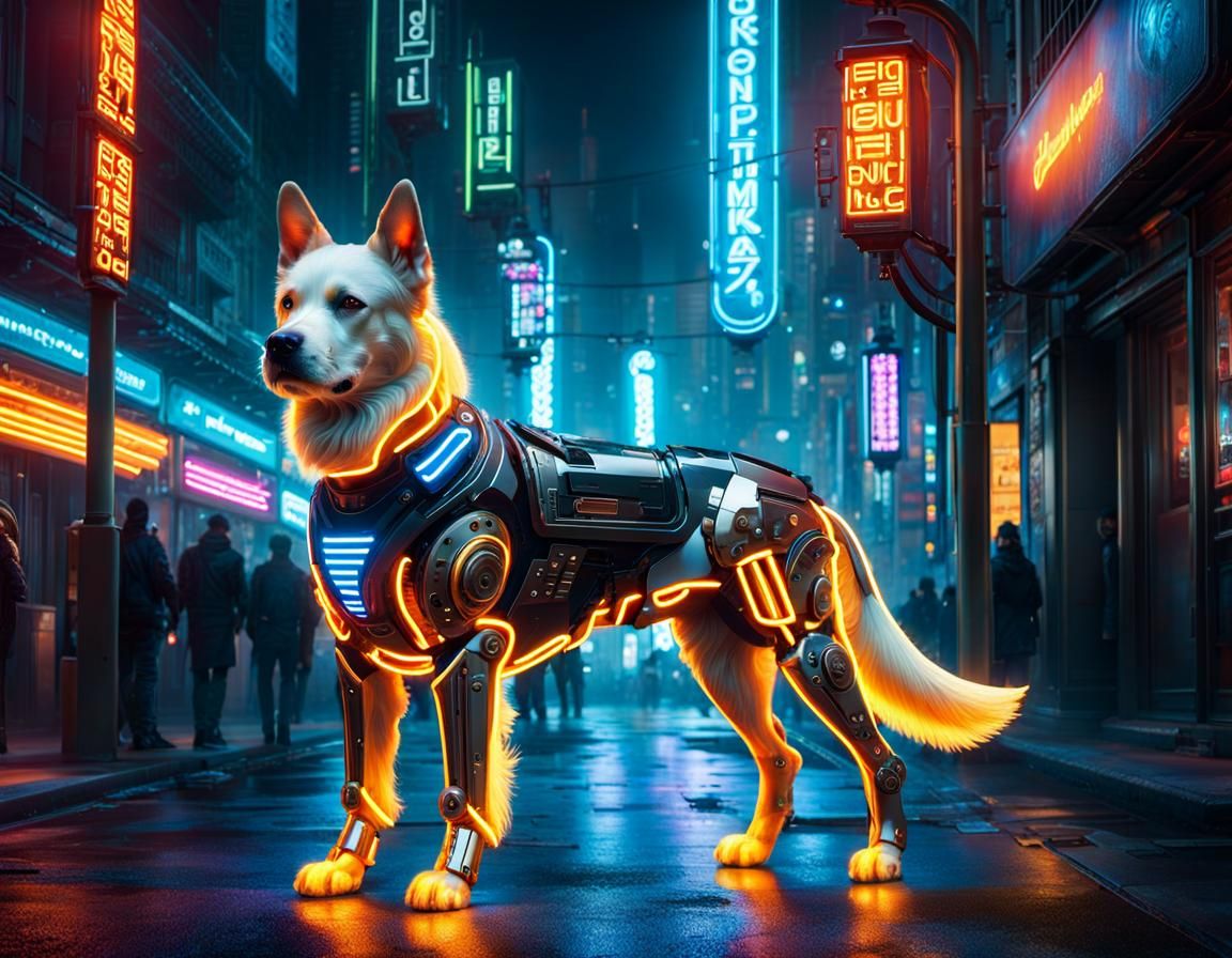 Neon City, Neon Dog - AI Generated Artwork - NightCafe Creator
