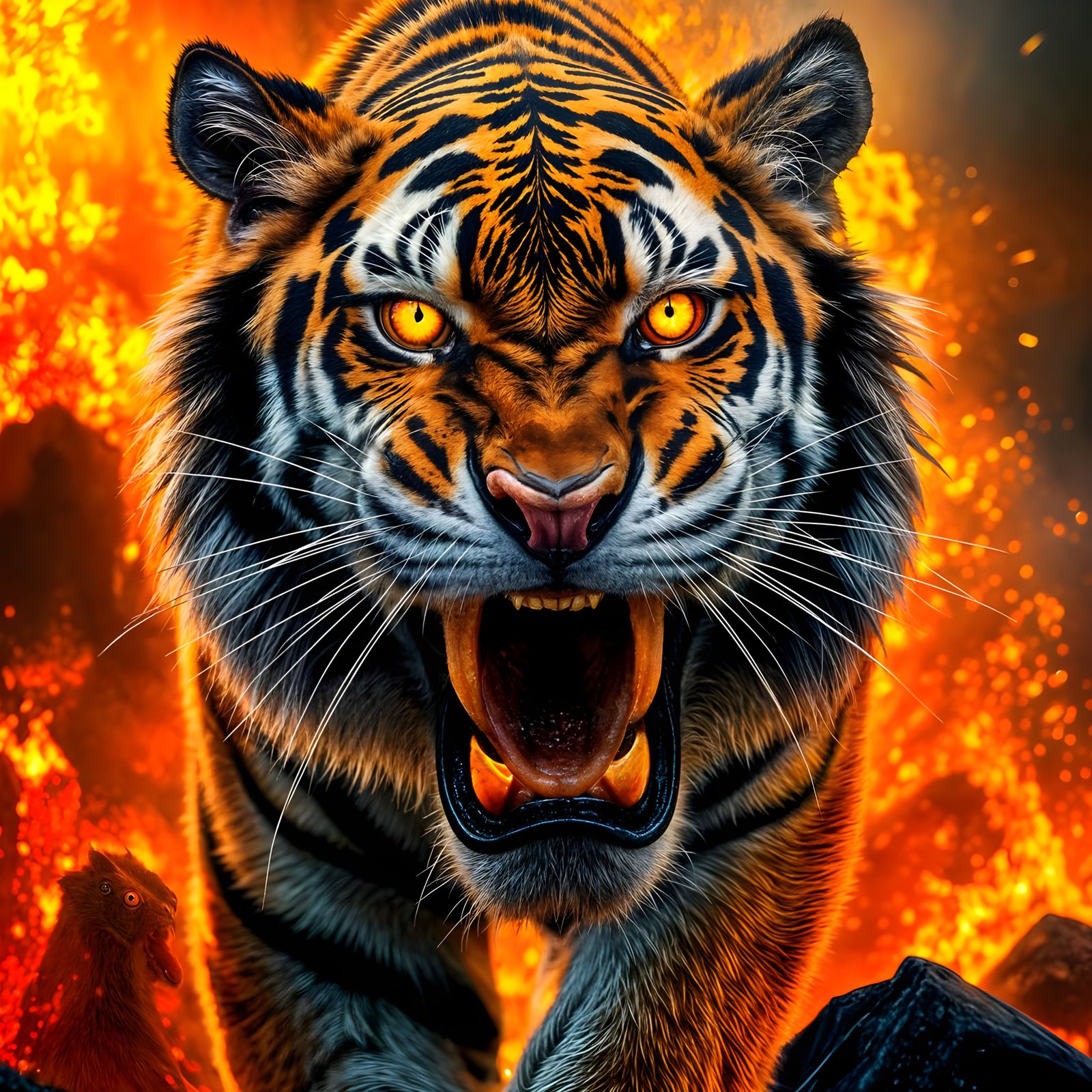 Ethereal Tiger Sacred Beast with Glowing Eyes and ... - AI Art