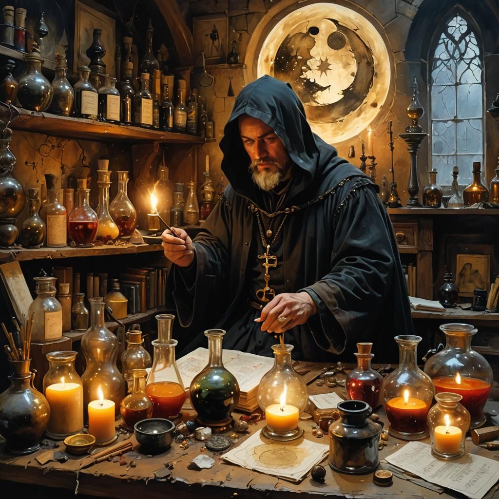 Alchemist at night - AI Generated Artwork - NightCafe Creator