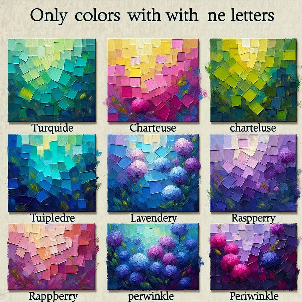 Create a masterpiece using only colors with nine letters in its name ...