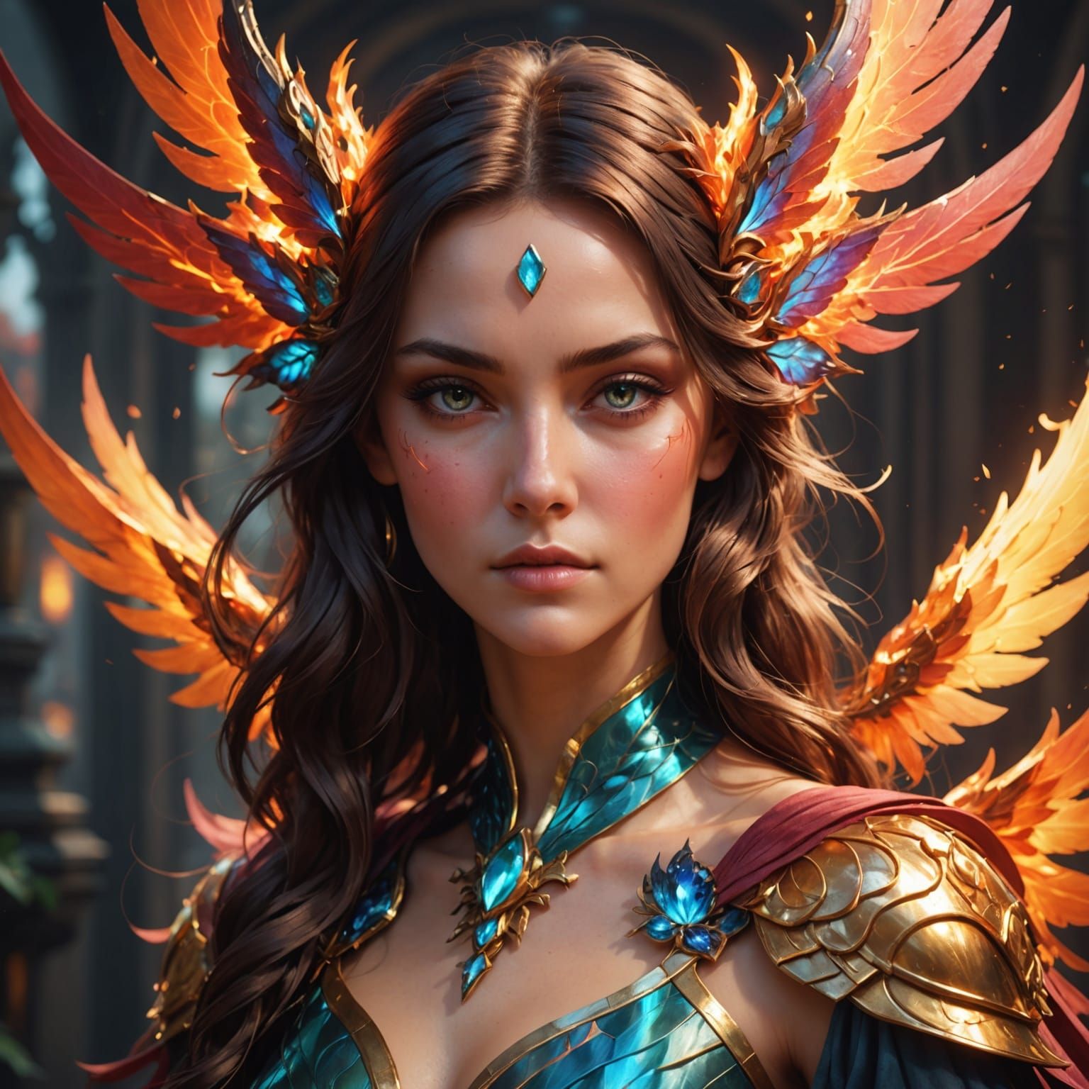 Surreal Hybrid God with Triadic Colors in Cyberpun... - AI Art