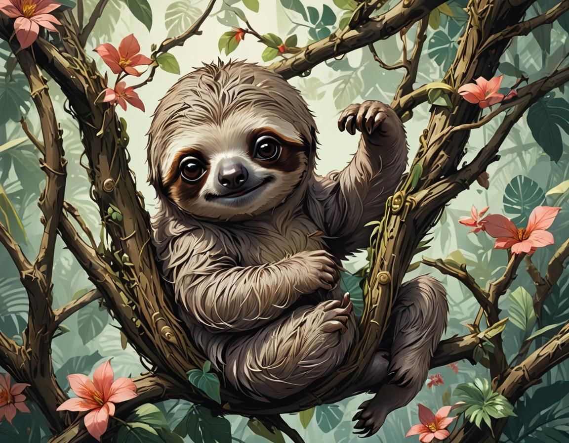 Adorable Animal Sloth Baby - AI Generated Artwork - NightCafe Creator