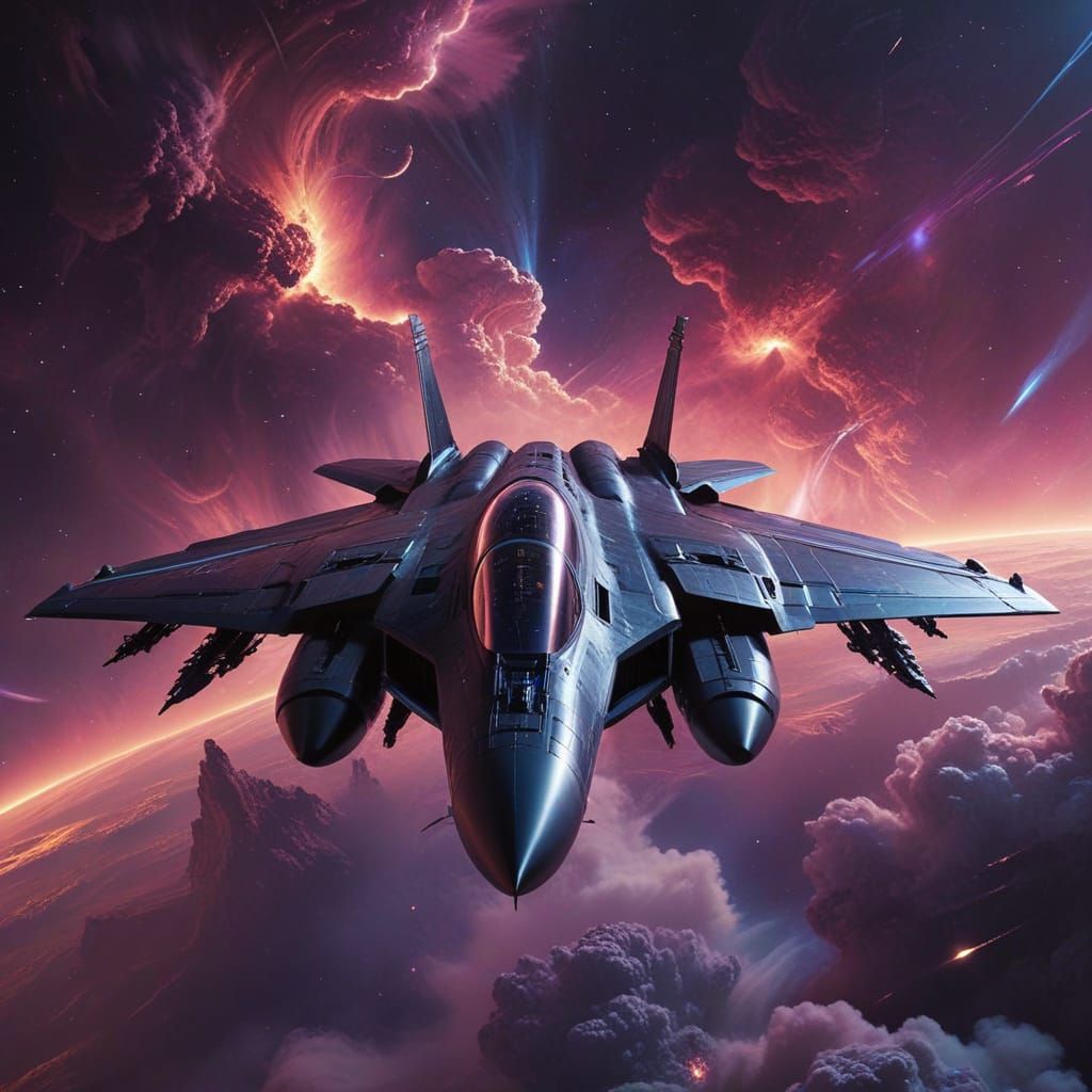 Sleek F-14 Tomcat-Inspired Spaceship Soars Through... - AI Art