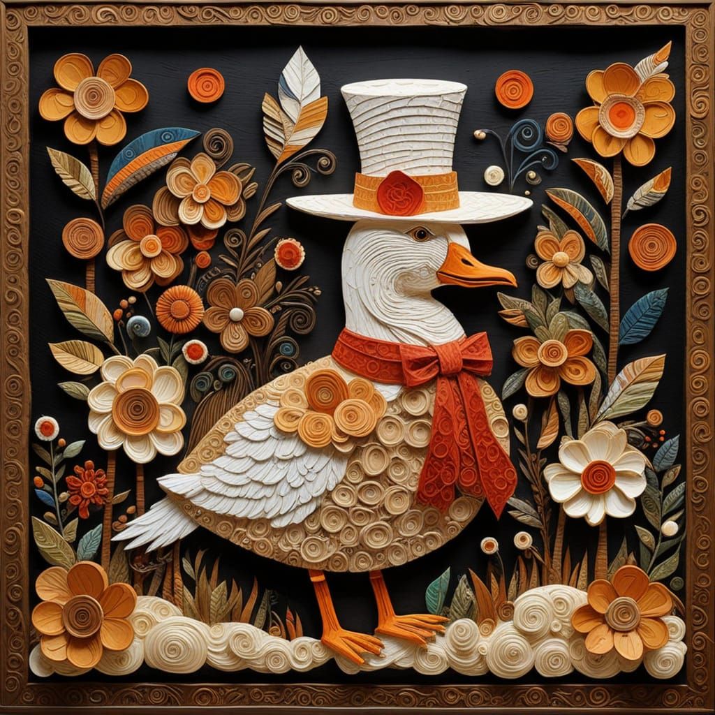 Mother Goose - Mother Goose in Elegant Trapunto Art