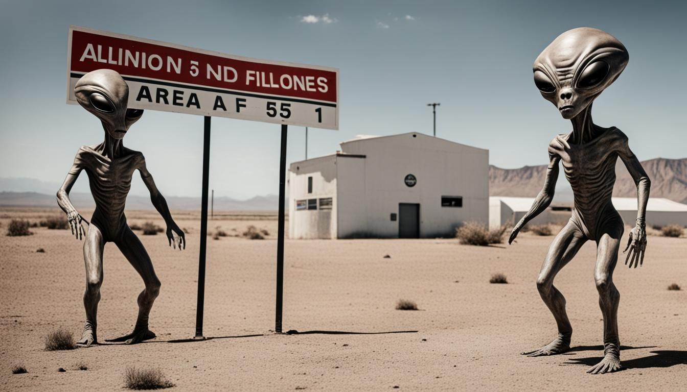 Aliens in Area 51 - AI Generated Artwork - NightCafe Creator