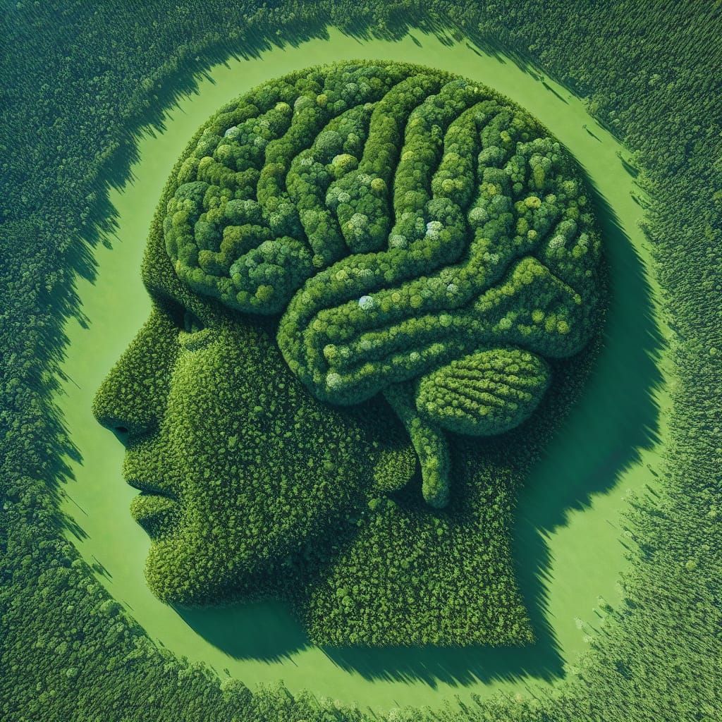 Vibrant Green Forest Head in Photorealistic Detail - AI Art