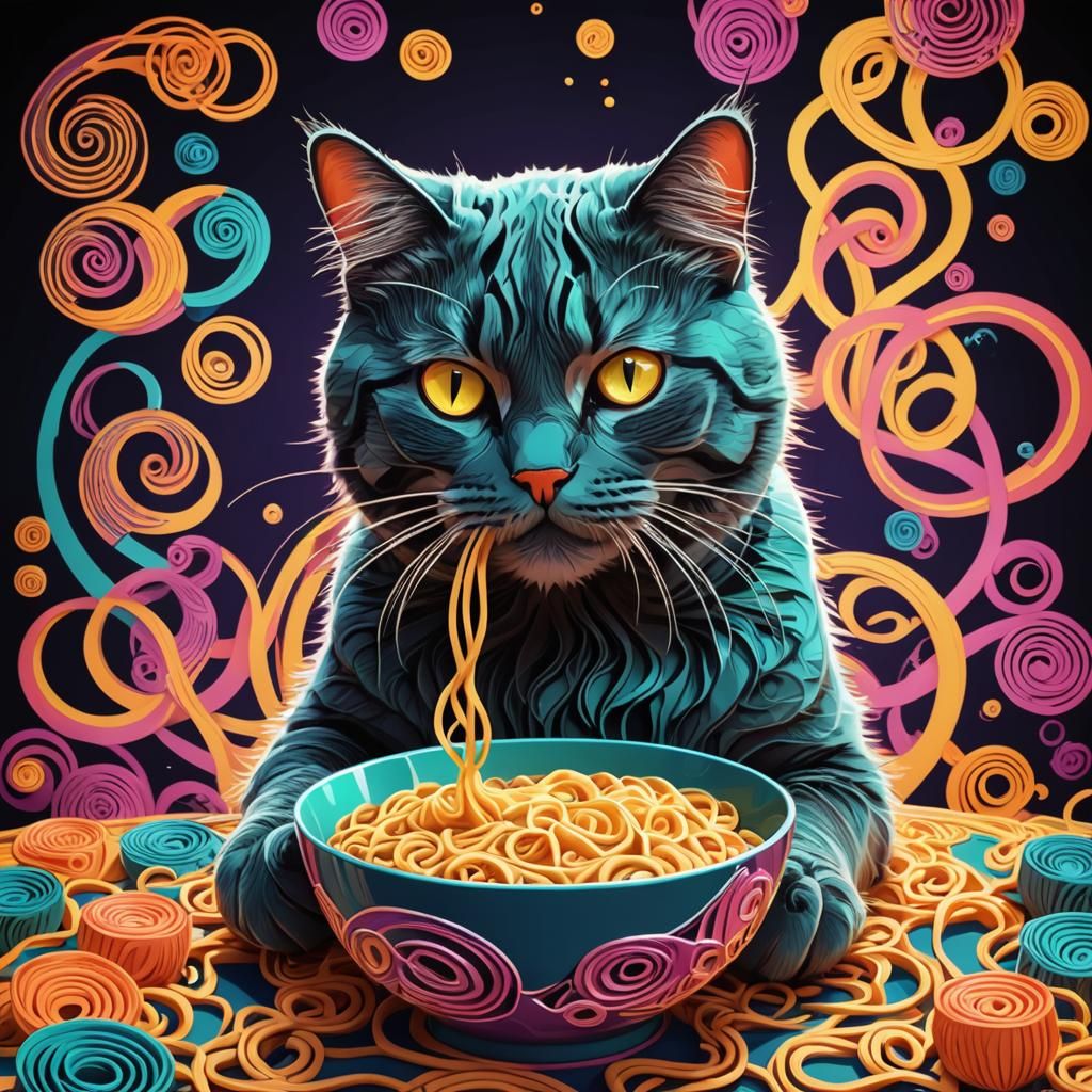 Noodle Cat Two - AI Generated Artwork - NightCafe Creator