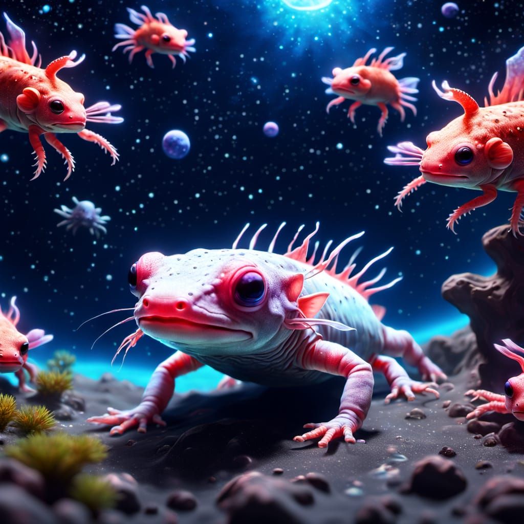 Space born Axolotls - Space Born Axolotls in Hyperrealistic ...