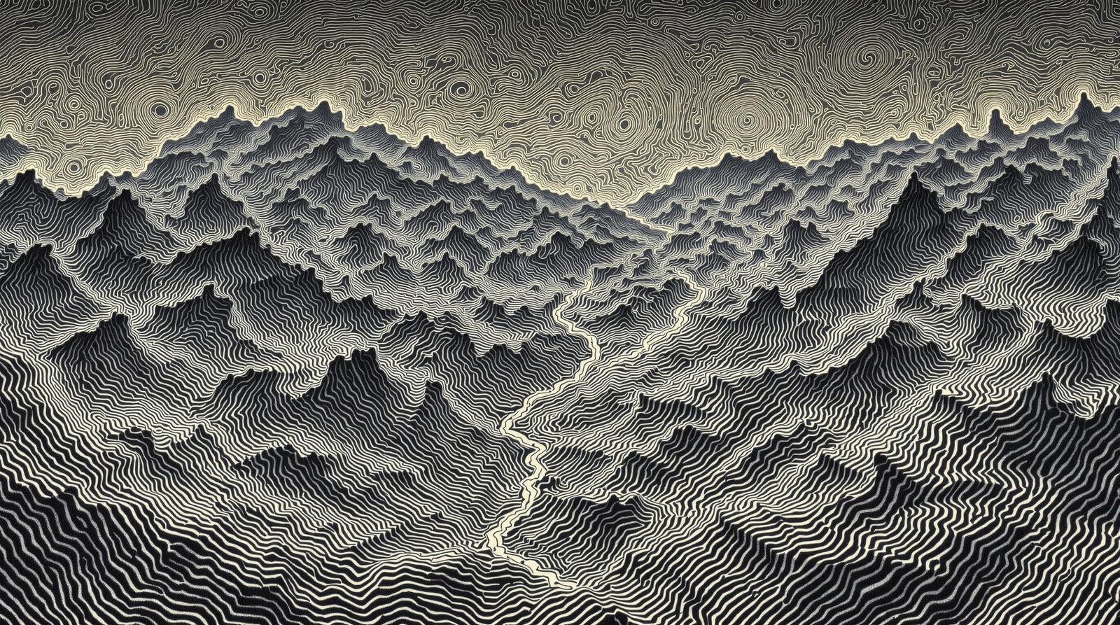 Fingerprint Groove Landscape - Dreamlike Fingerprint Landsca...