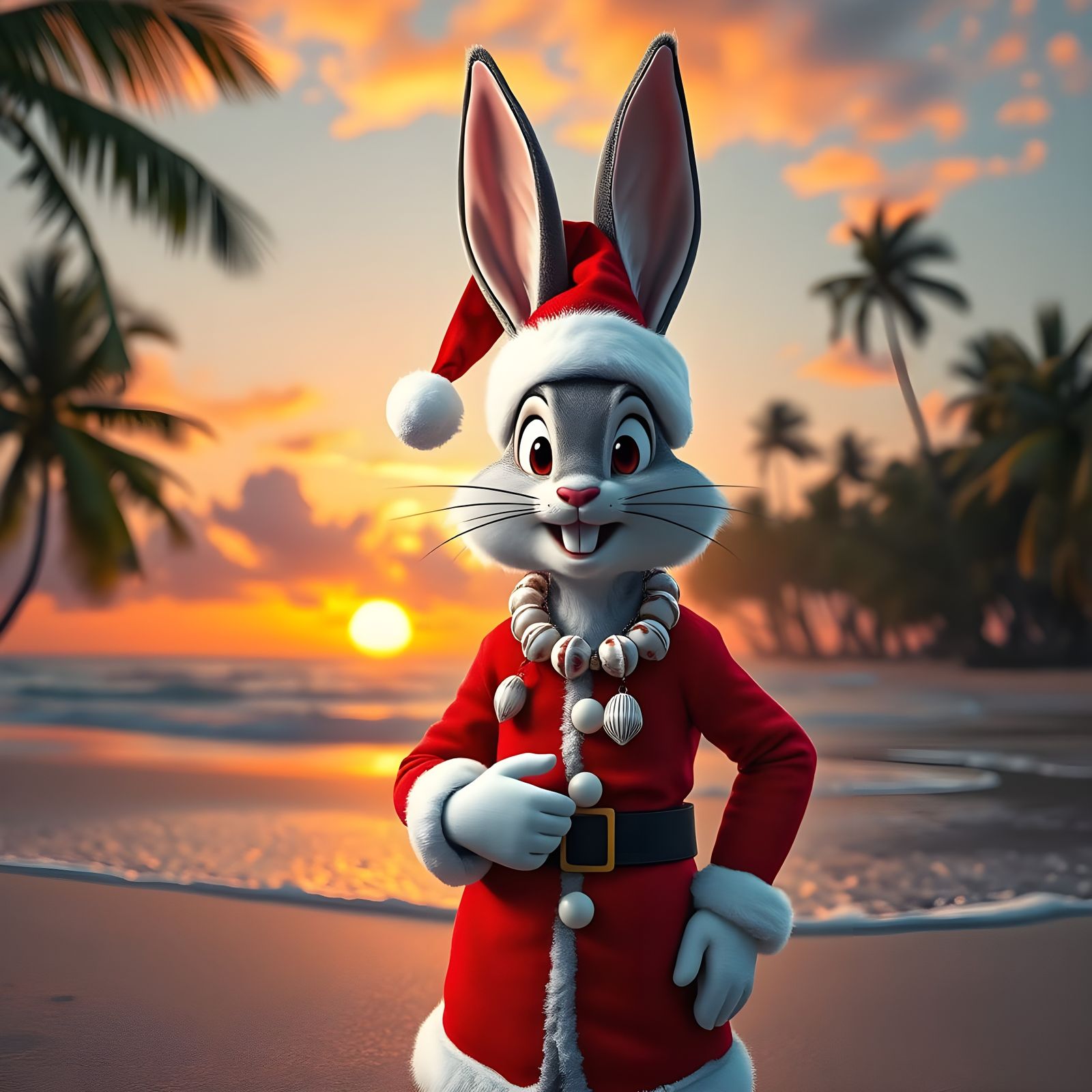 Bugs bunny - Bugs Bunny in Vibrant Beach Fantasy Scene