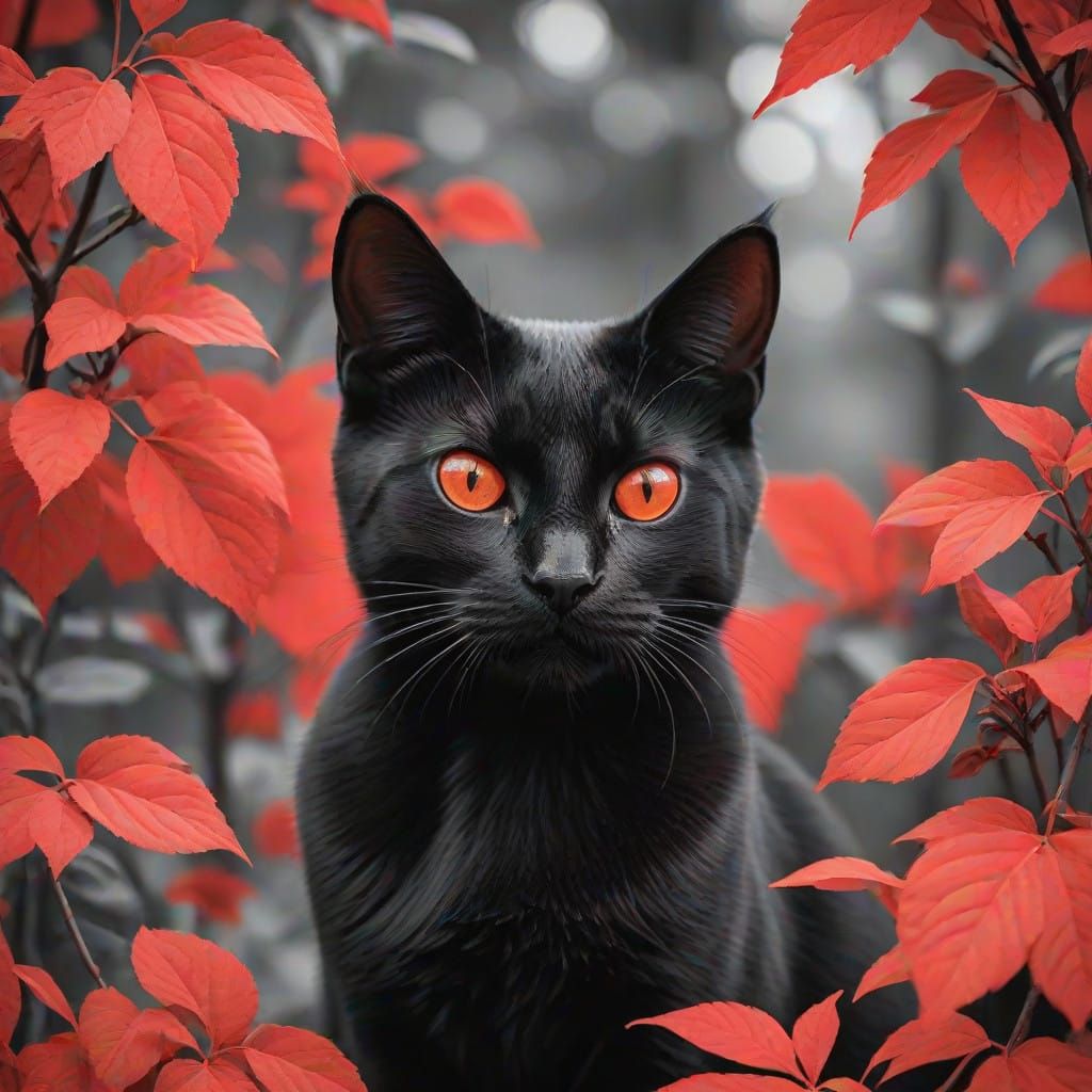 black cats selective red coloring - Red Penciled Black Cats ...
