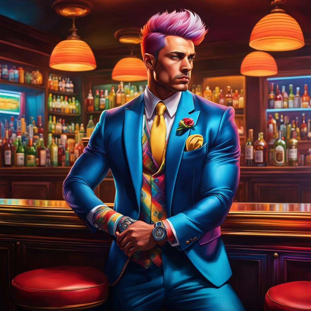 Colorful bar patron - AI Generated Artwork - NightCafe Creator