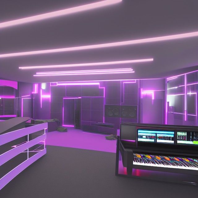unreal engine render of neon music studio - AI Generated Artwork ...