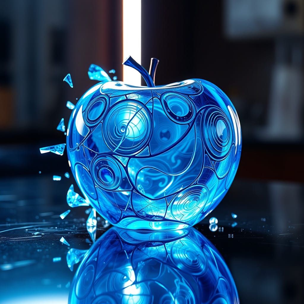 Blue glass apple - Electric Blue Glass Apple Shatters in Ne...