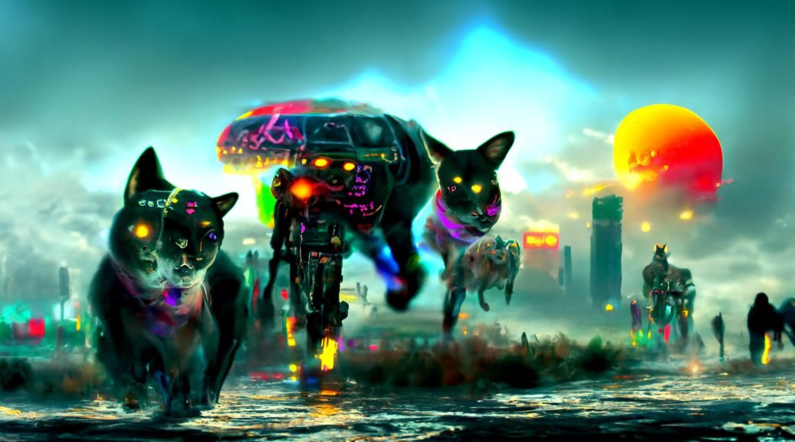 Cats chasing Dogs - AI Generated Artwork - NightCafe Creator