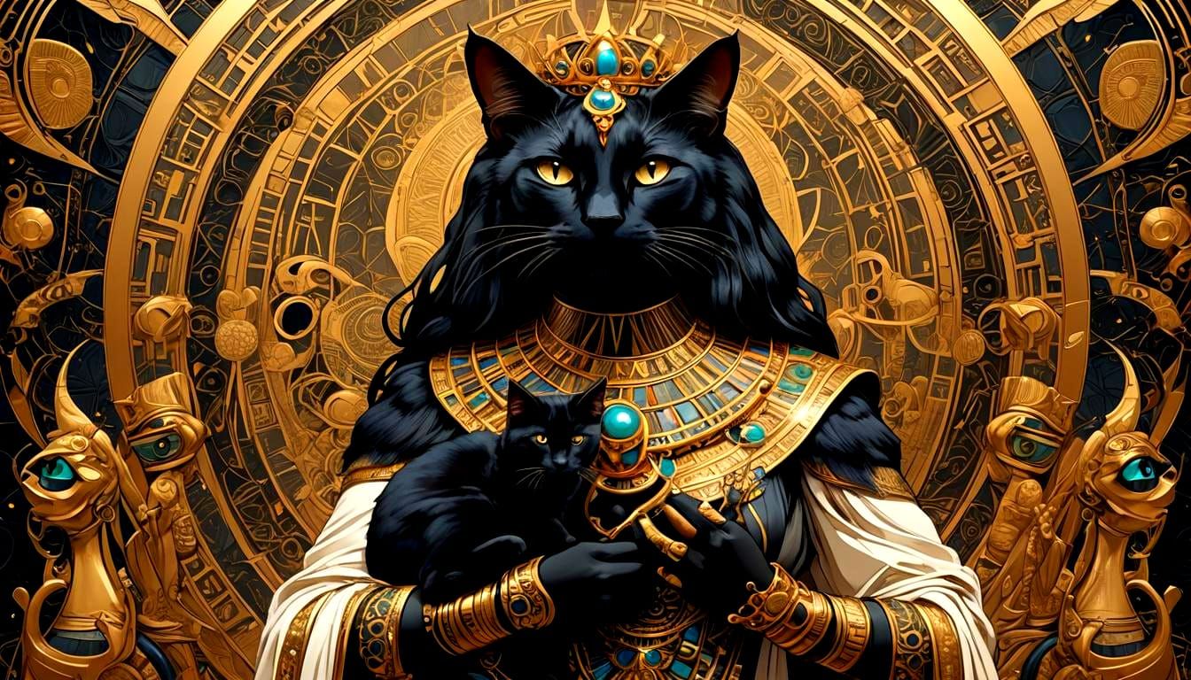 An Egyptian queen Bastet - Egyptian Queen Holding Bla...