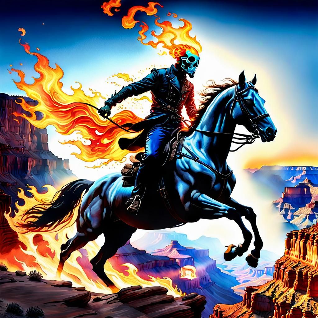 A Ghost rider riding a horse in the sky. - AI Generated Artwork ...