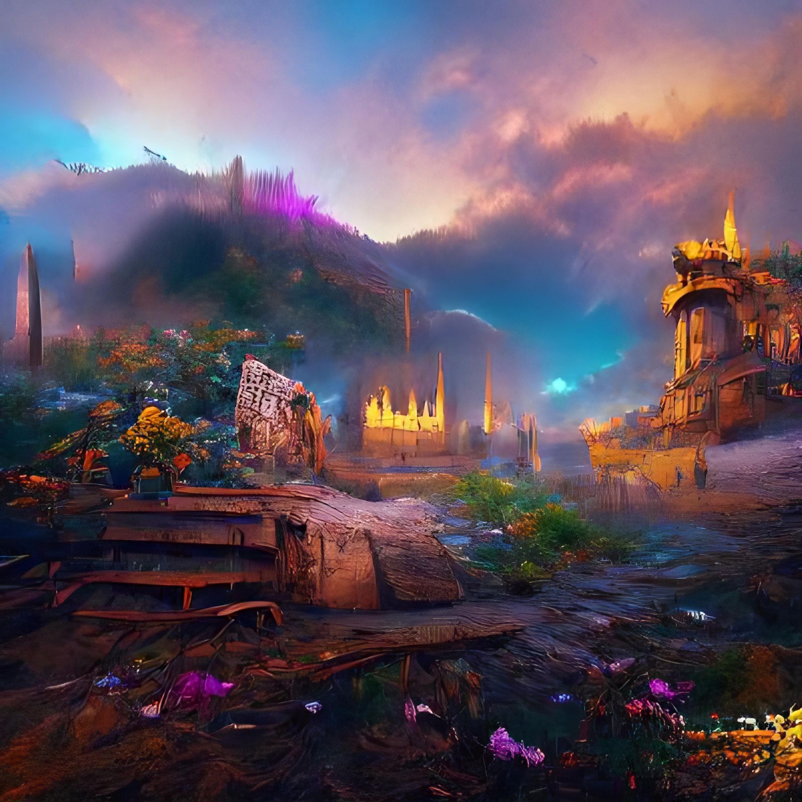 Post apocalyptic wonderland graffiti art, splash art, street art, spray ...