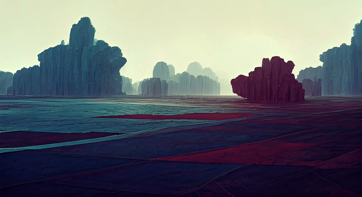 Vibrant Geometric Abstraction in Deep Saturation - AI Art