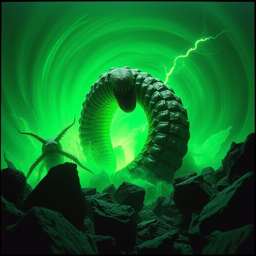 Epic, Cosmic War Worm Erupts from Interstellar Aci... - AI Art