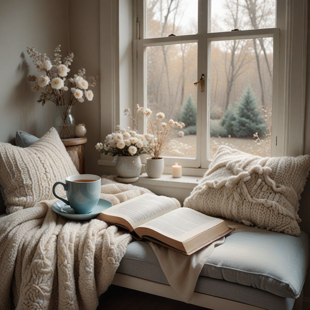 So cozy place and wonderful: colour scheme, ethereal, calm