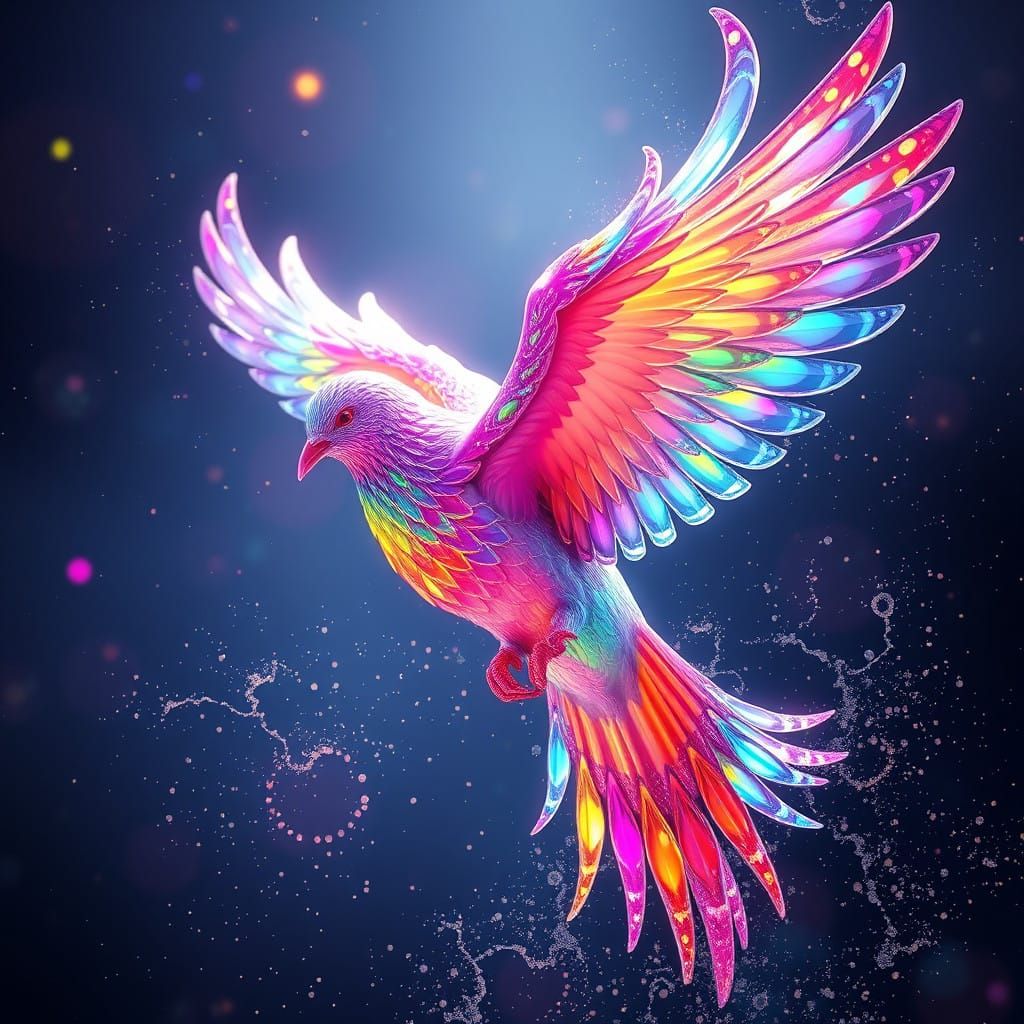 Rainbow Crystal Dove - Ethereal Crystal Dove in Vibrant Hues