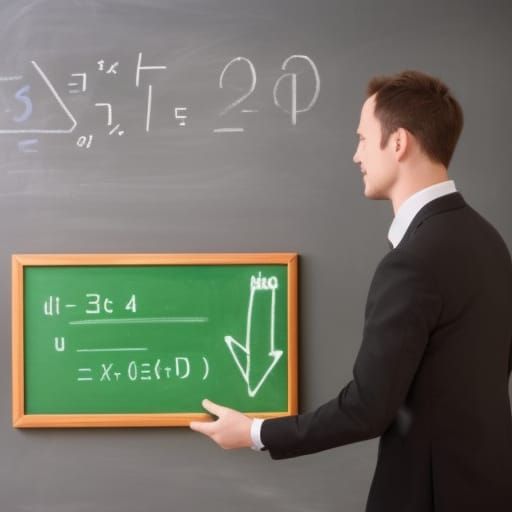 math teacher, man in suit and tie, huge green chalkboard - AI Generated ...