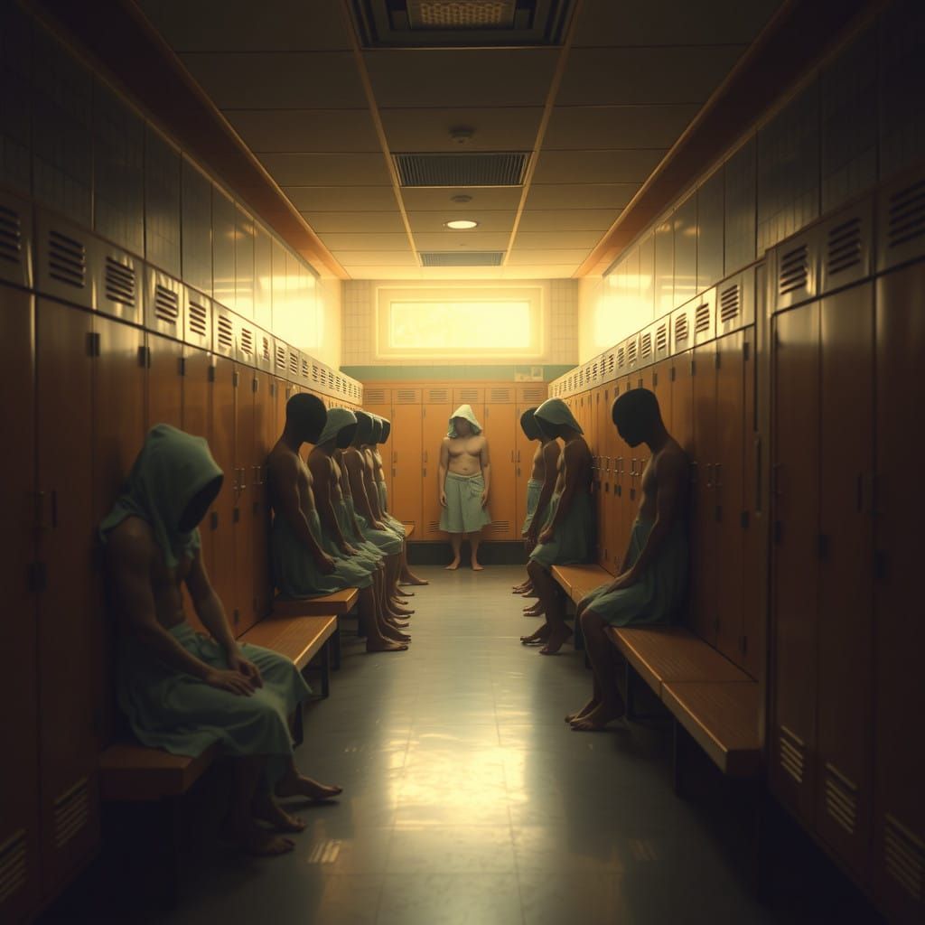 Ethereal Locker Room Scene in Cinematic Film Style - AI Art