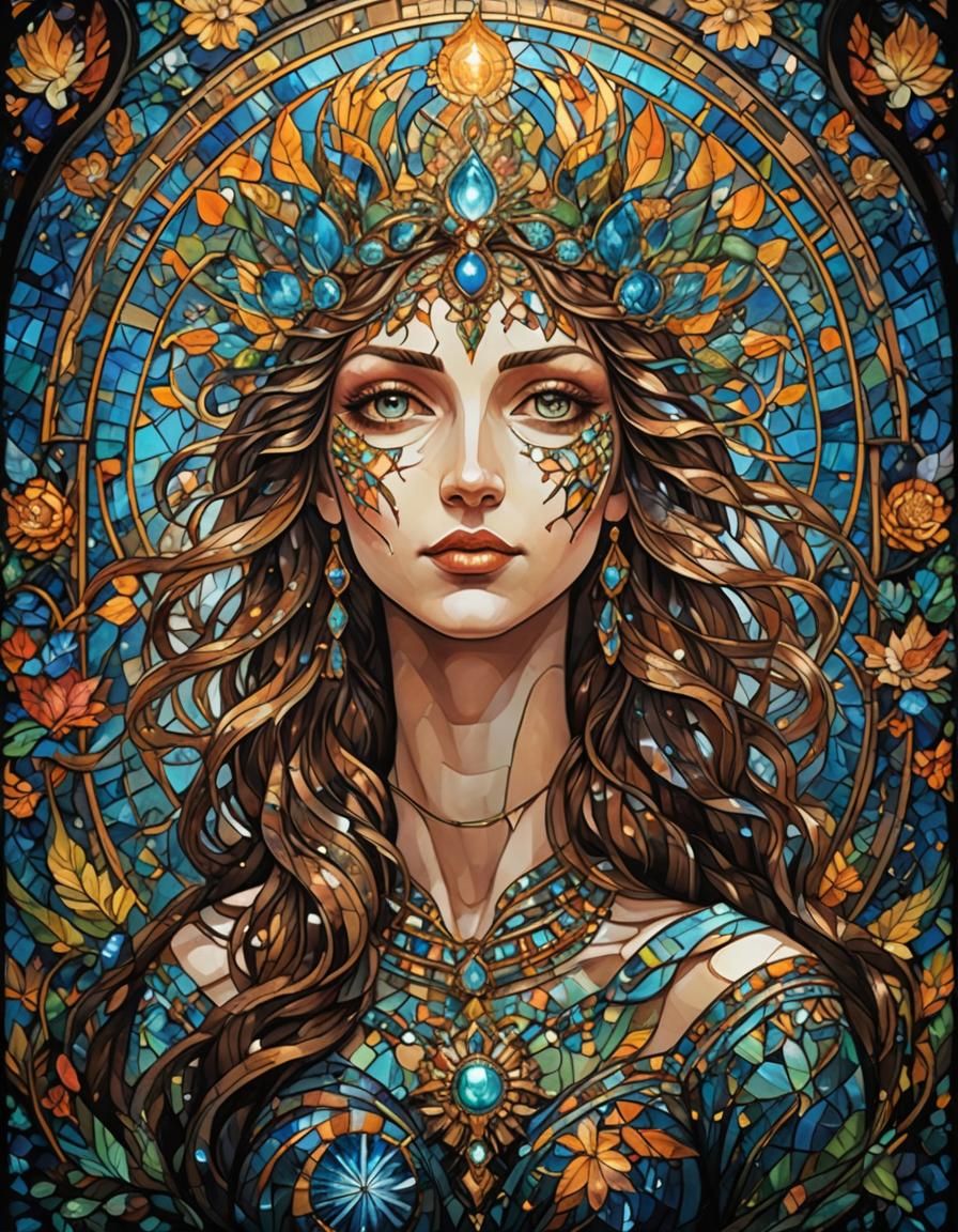 Stained Glass Goddess - AI Generated Artwork - NightCafe Creator
